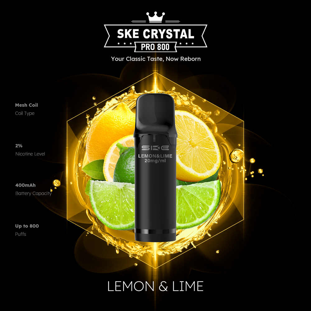 SKE Crystal Pro 800 - Lemon & Lime - 20mg Nikotingehalt | 24vapestore.de