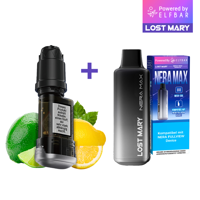 ELFBAR LOST MARY NERA MAX Refill Container Lemon Lime inkl. Refillable ...