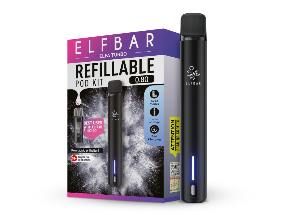 ELFBAR ELFA Turbo Pod Kit 550 mAh Akku - Black Knight | 24vapestore.de