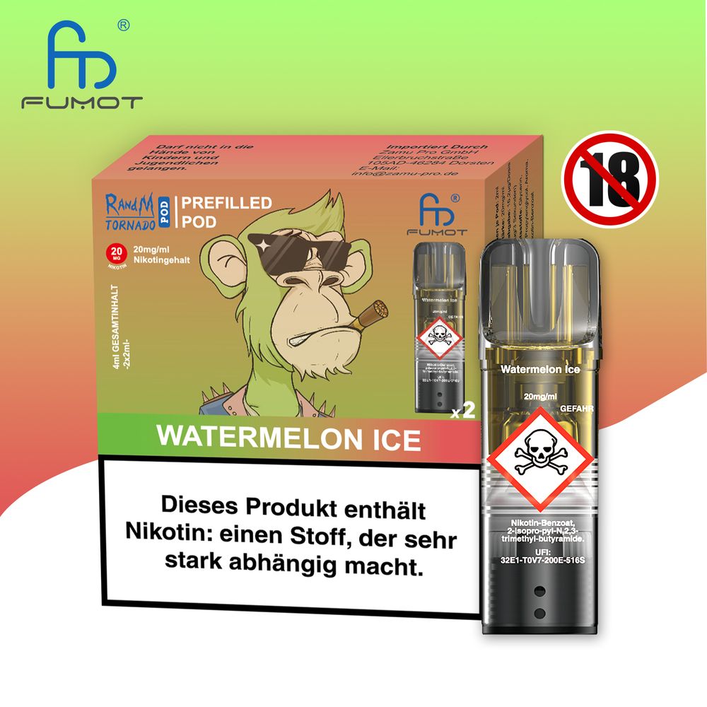 RandM Tornado Watermelon Ice 20mg Nikotin 2er Pack | 24vapestore.de