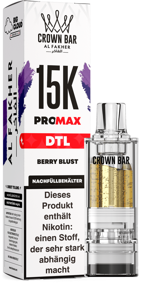 Al Fakher 15K PRO MAX (V2) Pod - Berry Blust - 6mg/ml Nikotingehalt ...