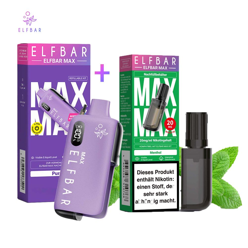 ELFBAR MAX Purple Kit + Pod Menthol | 24vapestore.de